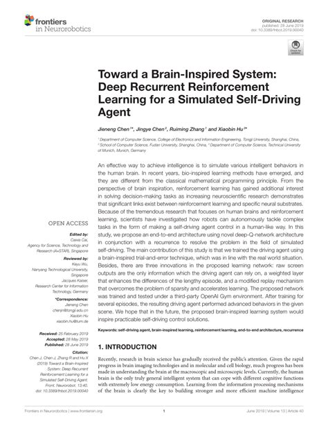 Pdf Toward A Brain Inspired System Deep Recurrent Reinforcement Learning For A Simulated Self