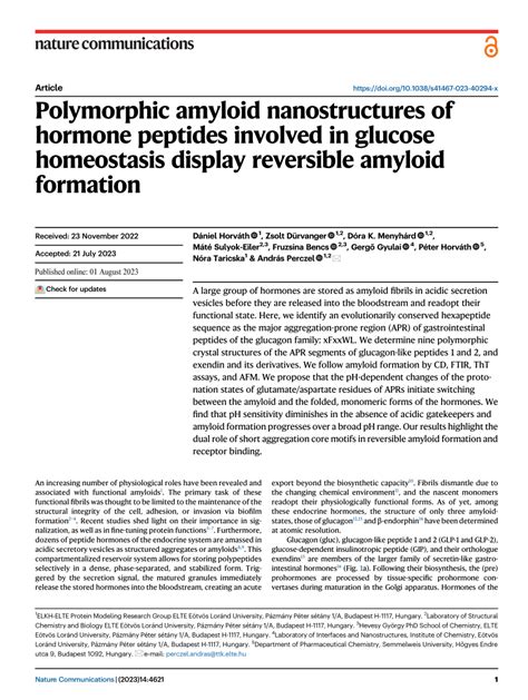 Pdf Polymorphic Amyloid Nanostructures Of Hormone Peptides Involved In Glucose Homeostasis