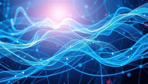 Futuristic Blue Waves With Glowing Particles Create Dynamic Visual