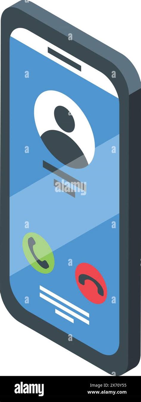3d Isometric Illustration Of A Smartphone Displaying An Incoming Call Interface Stock Vector