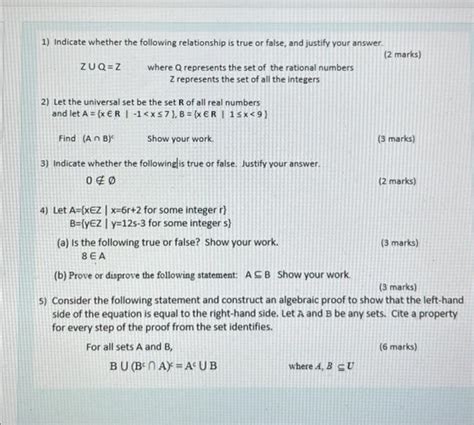 Solved 1 Indicate Whether The Following Relationship Is