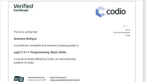 Areesha Rafique On Linkedin Cplusplus Programming Edx Skilldevelopment Lifelonglearning