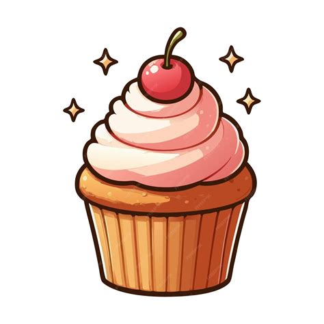 Cupcake Clipart Vector Illustration On White Background Premium Ai