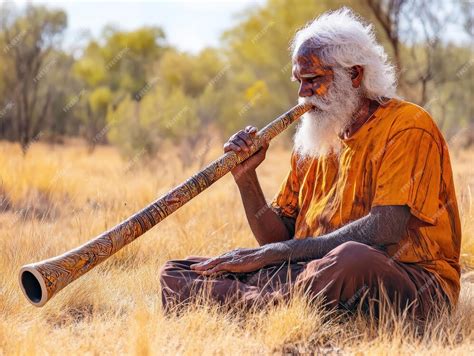 Didgeridoo Player In Australian Outback Premium Ai Generated Image