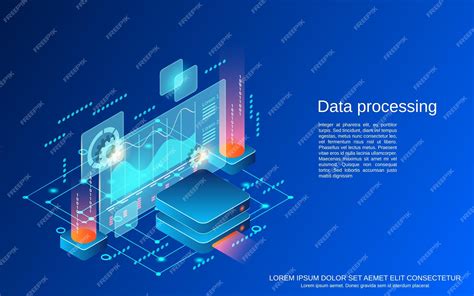 Premium Vector Data Processing Flat 3d Isometric Vector Concept