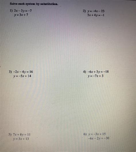 solved solve each system by substitution 1 2x 3y 7 y 3x