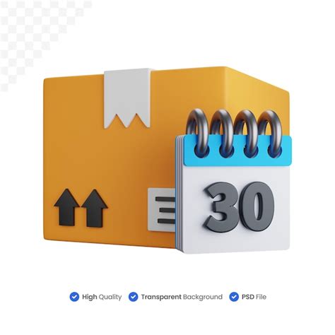 Premium Psd 3d Rendering Shipping Box With Calendar Isolated