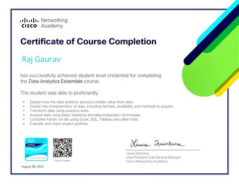 📊🔍 Thrilled To Share My Journey Of Mastering Data Analytics Through The Comprehensive Cisco