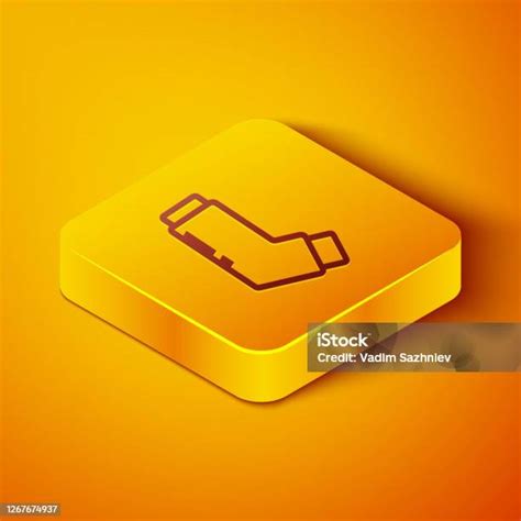 주황색 배경에 격리된 등색 선 흡입기 아이콘입니다 기침 완화 흡입 알레르기 환자 호흡기 의료 알레르기 천식 흡입기 스프레이