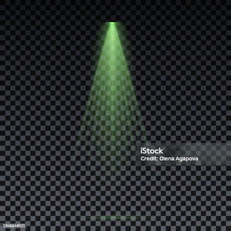 녹색 스포트라이트 투명 한 배경에 녹색 레이저 빔 레이저 광선 투명 한 검은 색 배경에 조명 효과 사진 효과에 대한 스톡 벡터