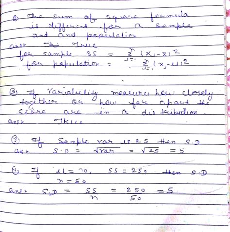 The Sum Of Squares Formula Is Different For A Sample Or A Populationt