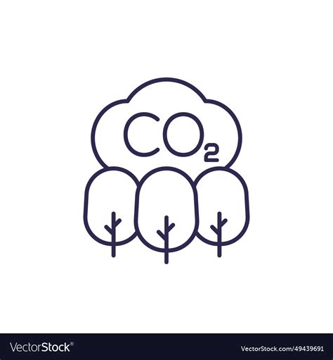 Co2 Carbon Offset Line Icon Royalty Free Vector Image