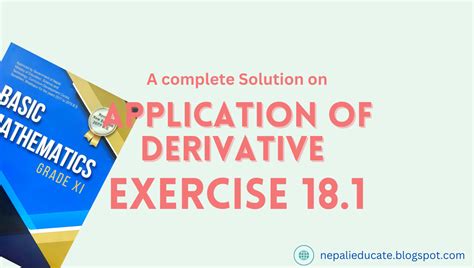 Application Of Derivative Exercise 18 1 Class 11 Basic Mathematics Solution [neb Updated