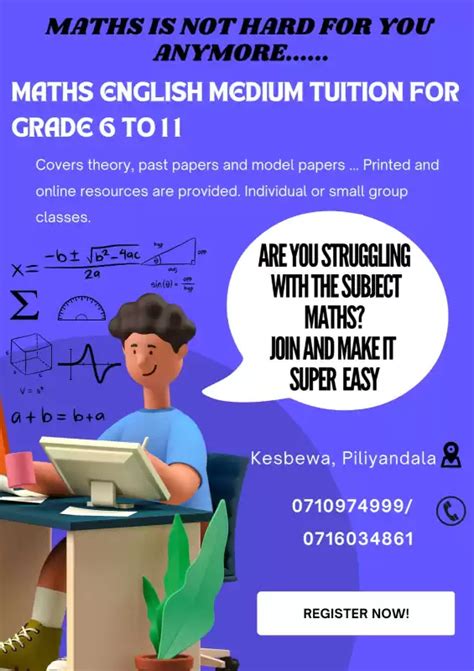 Maths English Medium Tution Classes Mathematics Ol Grade 6 11 Colombo