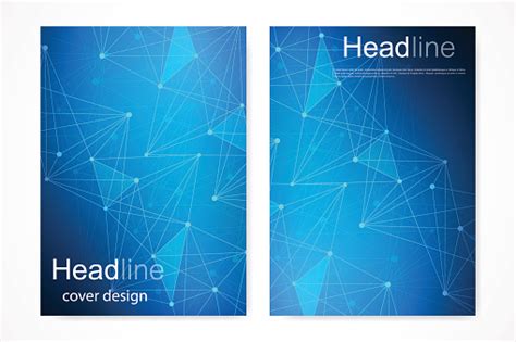 과학적인 브로셔 디자인 서식 파일입니다 벡터 전단지 레이아웃 연결된 라인 및 점 분자 구조 잡지 전단지 커버 포스터 디자인 요소와의 과학적인 패턴 원자 Dna 0명에 대한