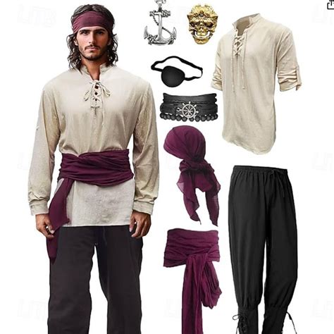 Retro Vintage Medieval Renaissance Cosplay Costume Outfits Pirate