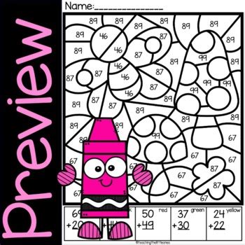 Color By Code 2 Digit Addition NO Regrouping By Teachingthebabeones