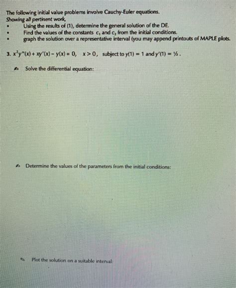solved the following initial value problems involve