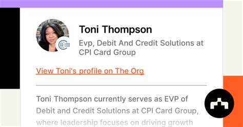 Toni Thompson Evp Debit And Credit Solutions At Cpi Card Group The Org