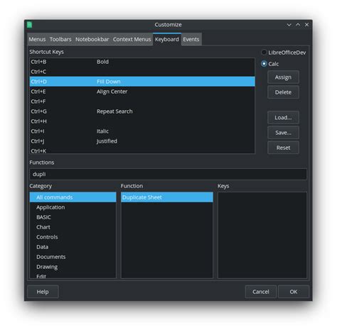 convenient handling of shortcuts libreoffice design team