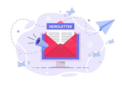 Newsletter Subscription Concept Online Marketing And Business Sent Email Stock Vector