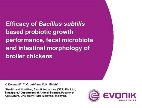 Efficacy Of Bacillus Subtilis Based Probiotic Growth Performance