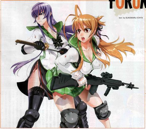 Busujima Saeko And Miyamoto Rei Highschool Of The Dead Drawn By Satou