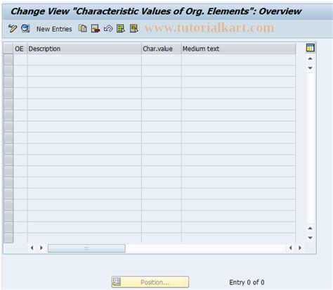 CXAE SAP Tcode Characteristic Values Of Organizational Elements