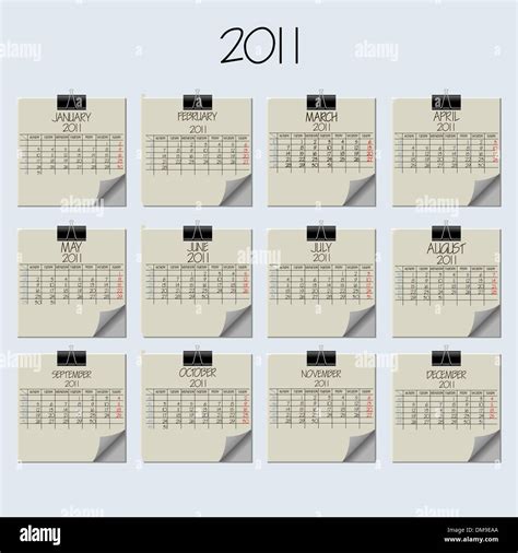 Calendar 2011 Stock Vector Images Alamy