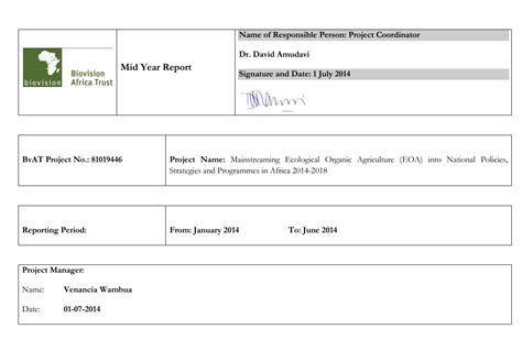 Annual Project Progress Reports Eoai Africa