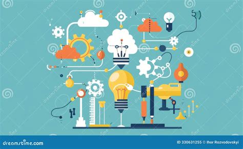 Flat Design Concept Illustration With Experimental Thinking Of Idea Lab Stock Illustration