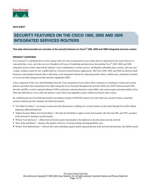 Cisco 1800 2800 3800 Router Security Broch Pdf Virtual Private Network Router Computing