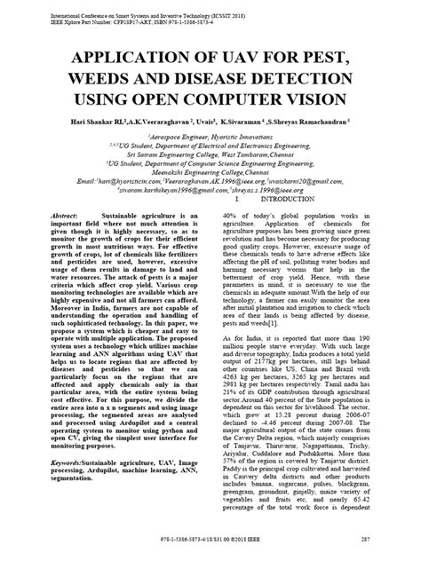 Application Of Uav For Pest Weeds And Disease Detection Using Open
