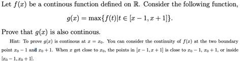 Solved Let F X Be A Continous Function Defined On R