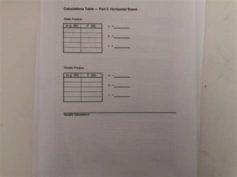 Solved LAB 7 COEFFICIENT Of FRICTION EXPERIMENTAL Chegg Com