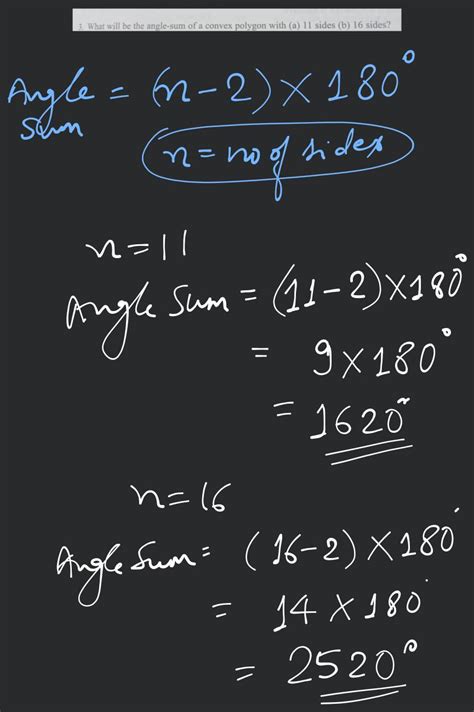 3 What Will Be The Angle Sum Of A Convex Polygon With A 11 Sides B 1