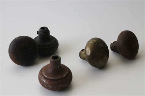 Vintage Doorknobs Lot Primitive Rusty Metal Tarnished Brass Old Door Knobs