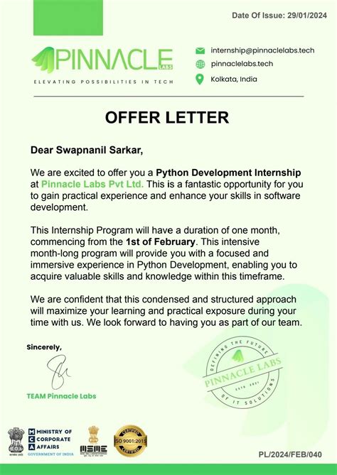 Swapnanil Sarkar On Linkedin Pinnaclelabs Internship2024