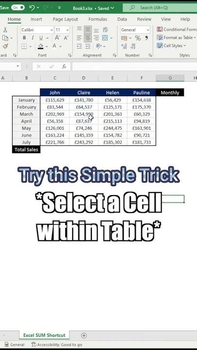 Excel Shortcut To Auto Sum Rows And Columns At A Time Shorts Youtube