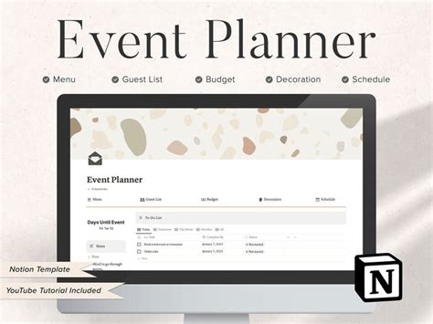 Notion Event Planner Template Digital Planner Party Planner Wedding Planning Notion Template For