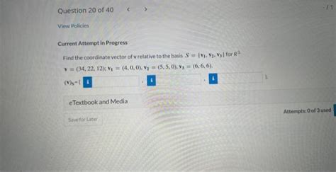 Solved Find The Coordinate Vector Of V Relative To The Basis Chegg