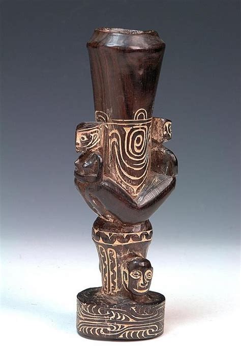 Tribal Objects Mortar Beater And Korwar Figure New Guinean Tribal