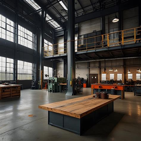 Modern Industrial Factory Interior Design Premium Ai Generated Image