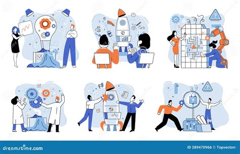 Team Solving Complex Problems Teamwork Vector Illustration Metaphor