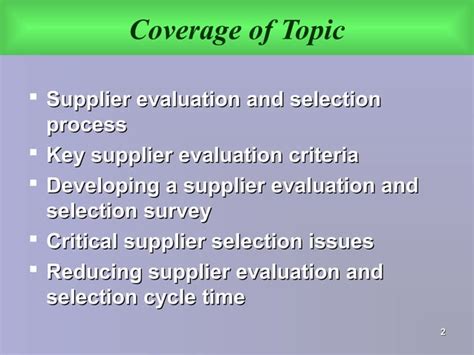Supplier Evaluation And Selection Ppt