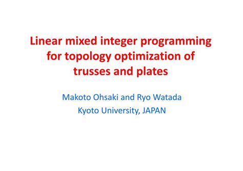 pdf linear mixed integer ppg grogramming for topology · pdf