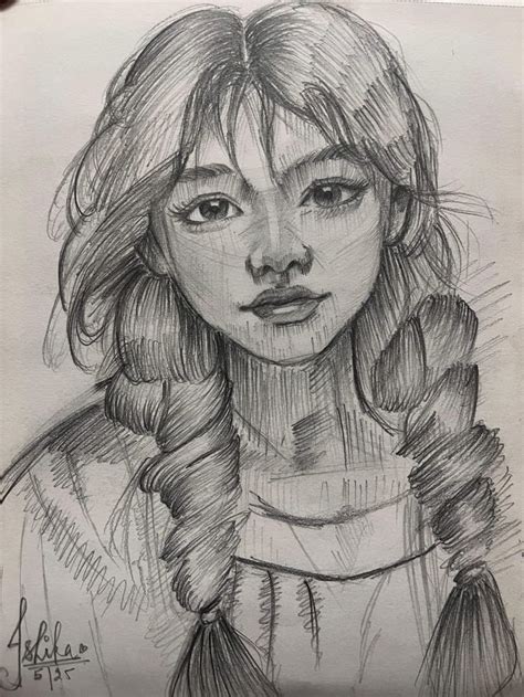 Realistic Girl Pencil Sketch Hand Drawn Portrait Art Realistic