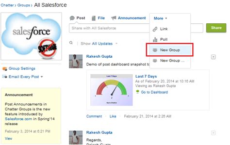 publisher actions for creating chatter groups and adding group members