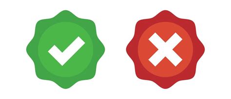 A Set Of Check Mark And Cross Mark Label Icons Approval And Rejection