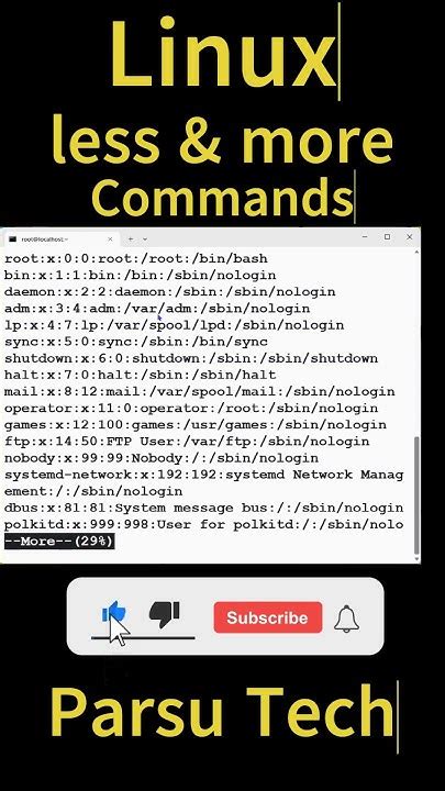 Less And More Commands In Linuxparsutech Linuxsystem Linux Linuxtutorial Parsutech Less